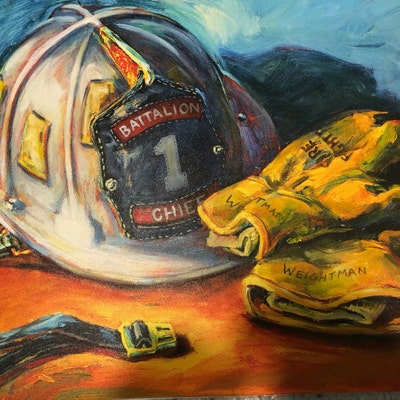 TRADITION 4, Personalized, Hand Painted Firefighter Canvas Giclee to ...