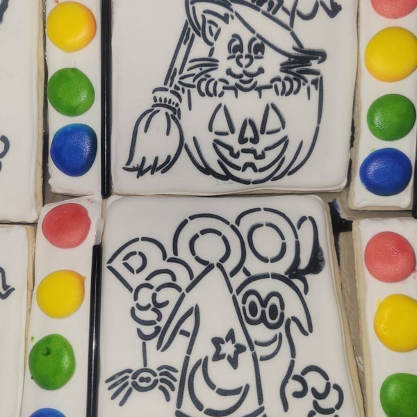 Halloween PYO Cookie Stencil Cute Cat Matching Cookie Cutter Available ...