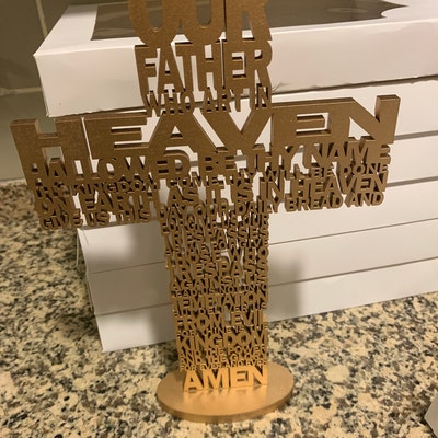 Our Father Wooden Stencilled Cross Our Father Prayer, Our Lords Prayer ...