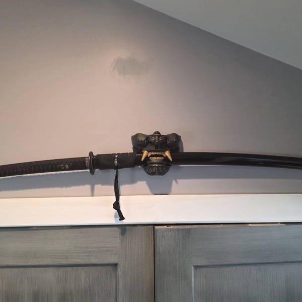 Oni Mask Katana Wall Mount - Etsy