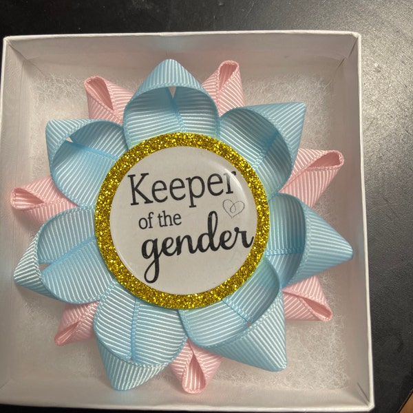 Gender Keeper Pin, Keeper of the Gender Pin, Pink and Blue Gender ...