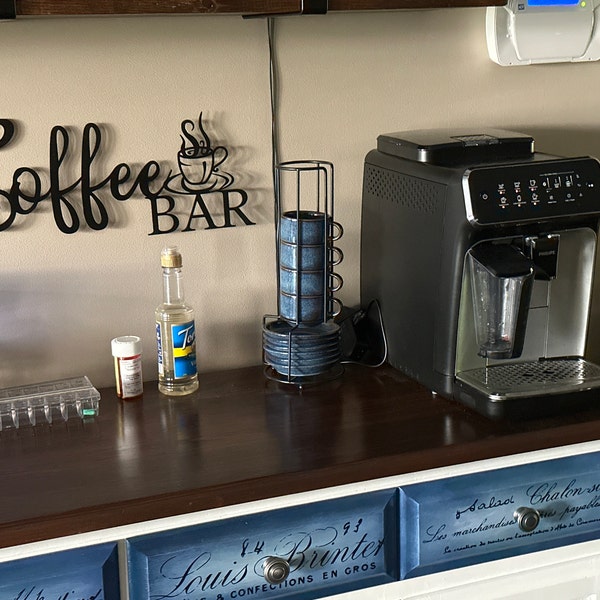 Coffee Bar Script Metal Sign - Home Coffee Area Wall Décor - Steel ...