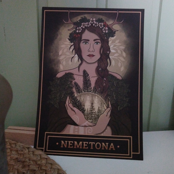 NEMETONA A5 Art Print Goddess Pagan Art Celtic Horned Mythology Forest ...