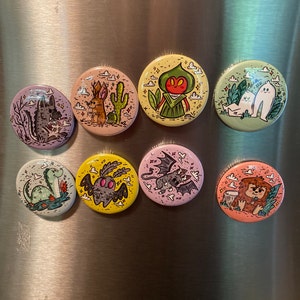 Creepy Cute Cryptids Magnet or Pin Set Cryptid Art Mothman Bigfoot ...