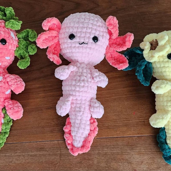 No Sew Axolotl Crochet Pattern, Cute Flower Axolotl No Sew Amigurumi ...