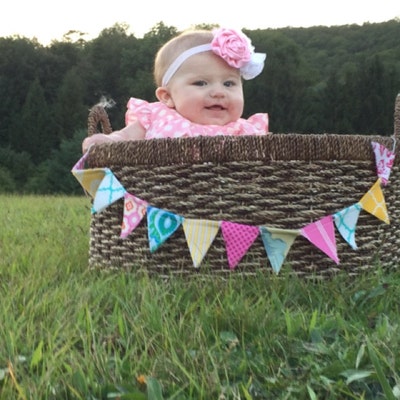 Mini Flags, Birthday Decoration. A Strand of 12 Tiny Bunting Garland to ...