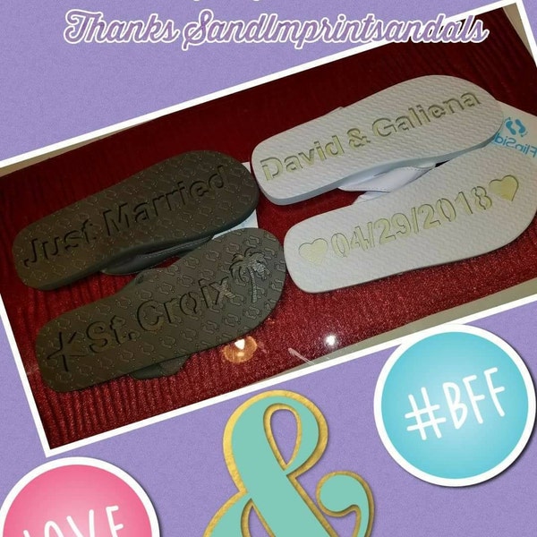 Wedding Wedge Sandals - Personalized Sand Imprint Flip Flops - Etsy