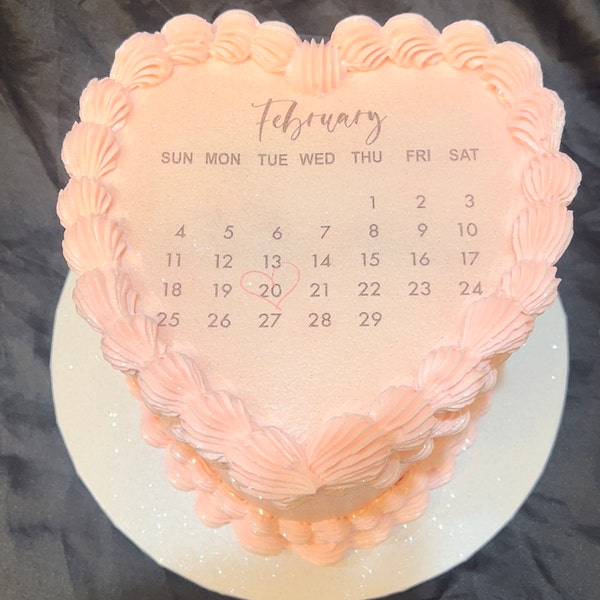 JUNE 2024 Calendar for Cake Topper Heart or Circle or Square Cake Burn ...