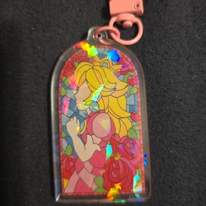 Princess Peach Stained Glass Window Holographic Sticker - Etsy