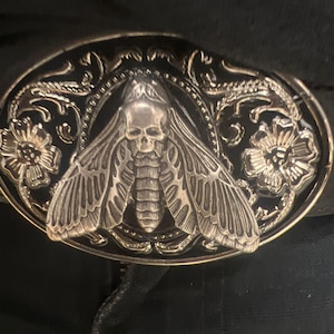 Large Dead Head Moth Belt Buckle Metal Insect Death Goth Punk Retro ...