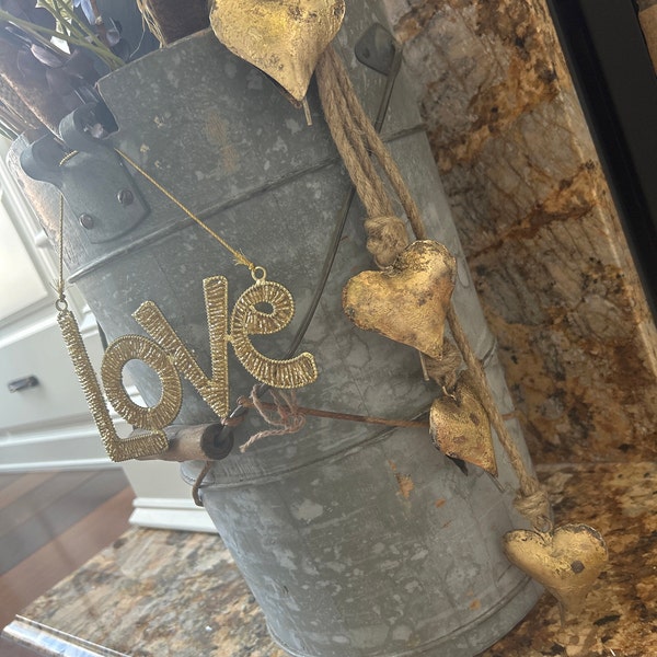 Handmade Heart Bells Hanging Decoration Love Gifts Antique Gold Finish ...