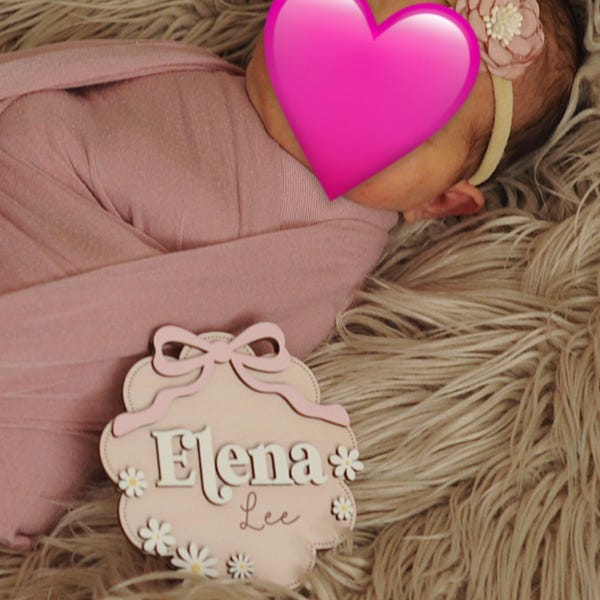 Pink Bow Baby Announcement Sign: Coquette Daisy Newborn Gift - Etsy