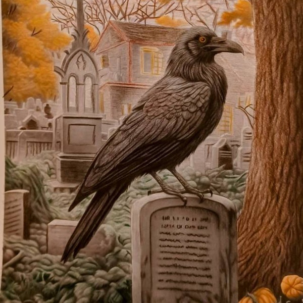 36 Ravens Grayscale Coloring Pages | Gothic Ravens Coloring Pages ...