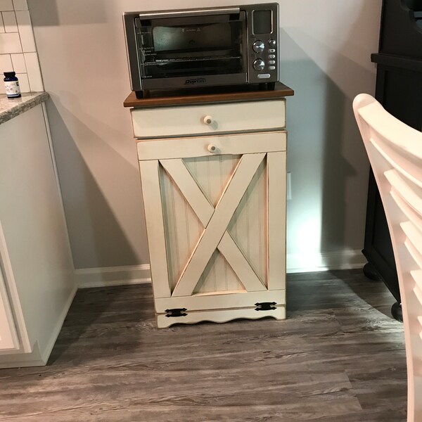 Amish Handmade Tilt-out Trash Can | Rustic Barn Door Cabinet, 50 Qt - Etsy