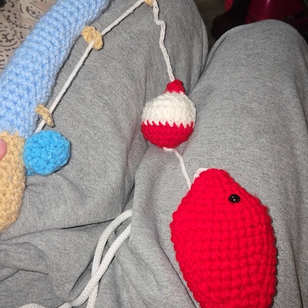 PDF Crochet Pattern - Crochet Fishing Pole With Bobber and Amigurumi ...