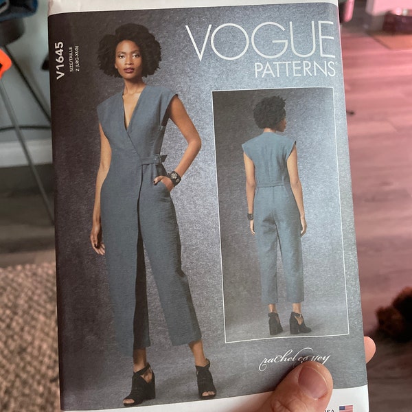 Vogue Sewing Pattern for Womens Jumpsuit, Mock Wrap Jumpsuit Pattern ...