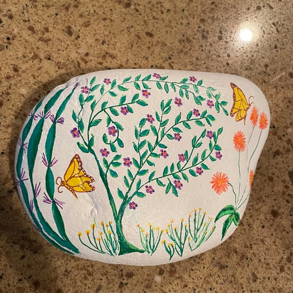 Painted Rocks With Flowers Set of Six Small Hand Decorated River Stones ...