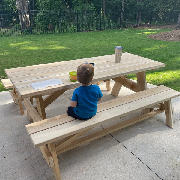 6 Ft. Cedar Picnic Table With Separate Benches - Etsy
