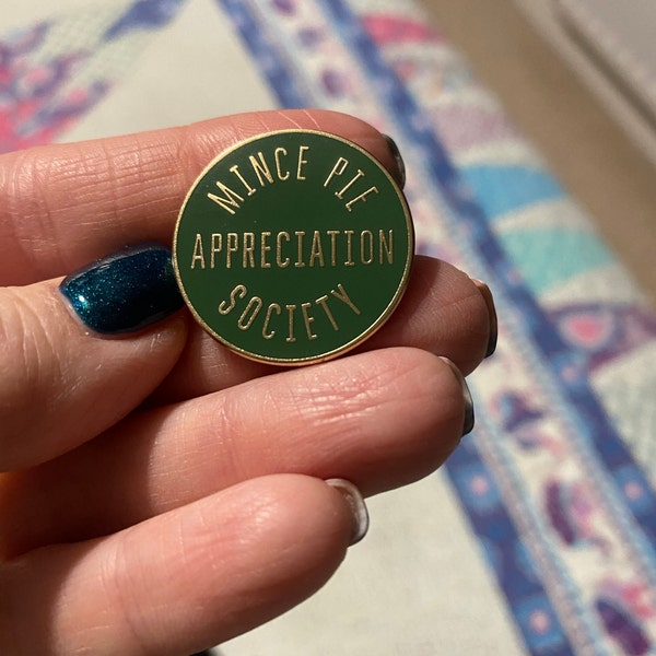 Mince Pie Appreciation Society Pin - Hard Enamel Pin - Christmas Pin ...