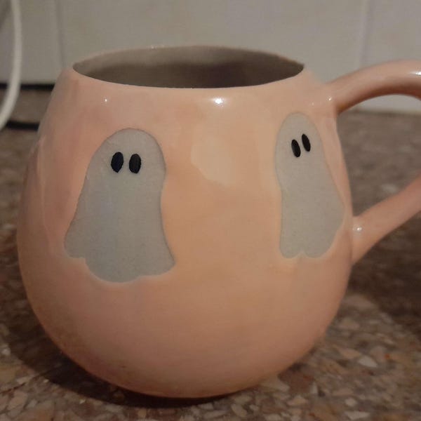 Peach Ghost 12 Ounce Ceramic Mug, Autumn Gift for Her, Retro Fall Mug ...