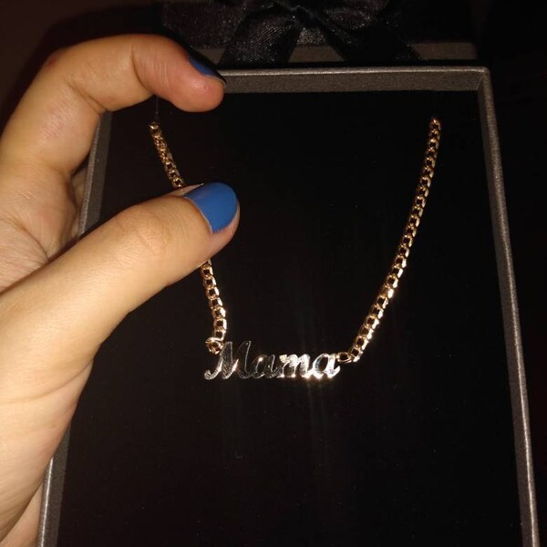 14K Curb Chain Name Necklace, Bold Curb Chain Name Necklace, Custom ...