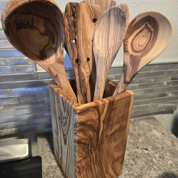 Olive Wood Utensil Set, Personalized Utensils, Engraved Utensils for ...