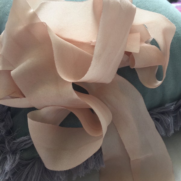 Silk Ribbon: Hand Dyed Silk Ribbon; Almond Blush Silk Ribbon, Wedding ...