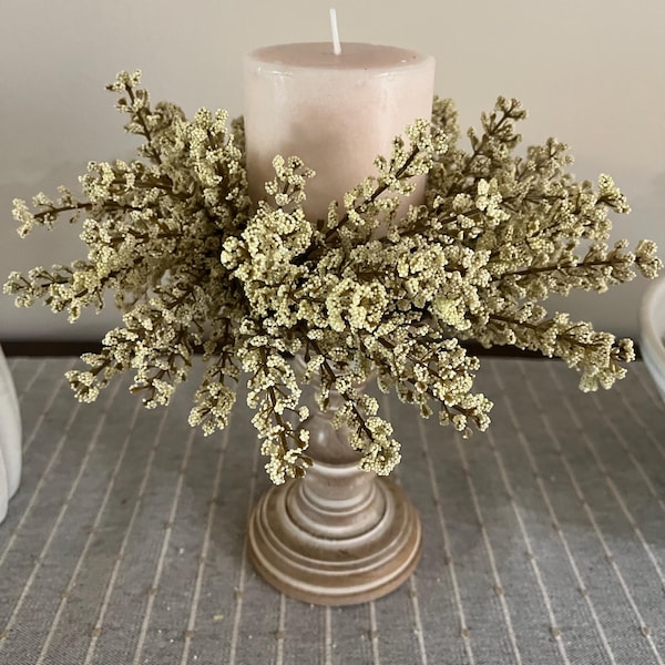 Everyday Farmhouse Candle Ring, Candle Decoration, Small Wreath, Soft ...