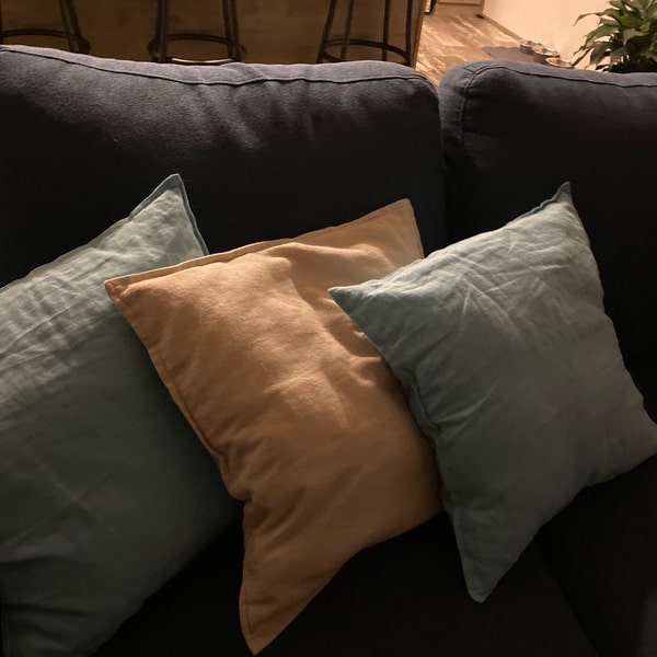 Multiple Colors Washed Linen Decorative Pillow Cover With Invisible ...