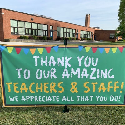 Teacher Appreciation Banner Thank You Teacher Vinyl Banner Chalkboard ...