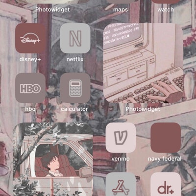 Lo-fi Aesthetic Night Blue Bronze Ios 14 Covers Neon Icon - Etsy