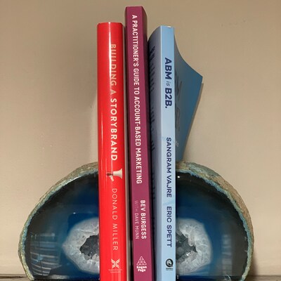 Blue Agate Bookends Geode Book Ends - Etsy