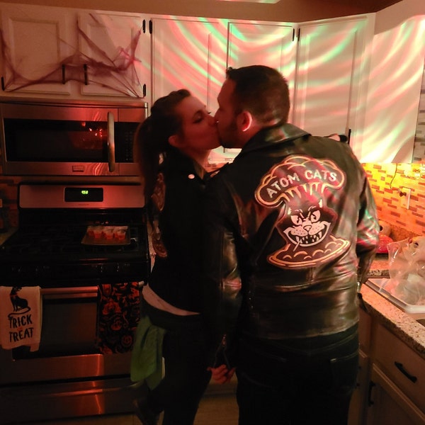 Genuine Leather Greaser Jacket for Men & Women-screen Accurate Cool Cats Post-apocalyptic ...