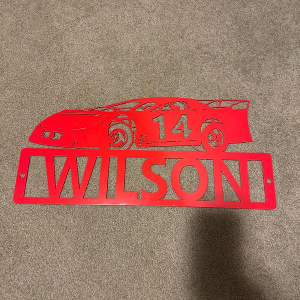 Race Car Custom Name Metal Sign, Race Car Sign, Dirt Track Racing Sign ...