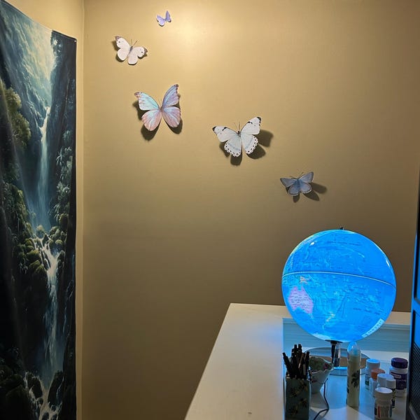 Blue Paper Butterfly Decor With Lavender Accents - Etsy