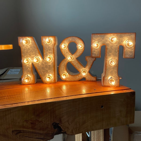 Light up Letters Metal Marquee 7" Small Electric Lights Sign - Etsy