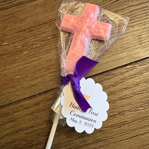 Chocolate Cross Lollipops - Communion Favor - Christening Favor - First ...