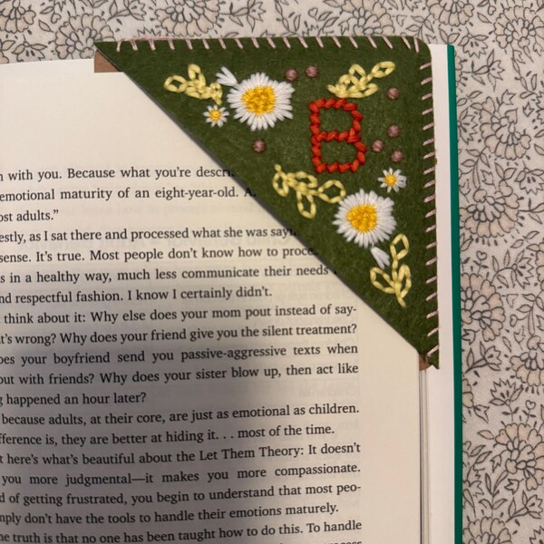 Handmade Embroidered Corner Page Bookmark, A to Z Letters Personalized ...