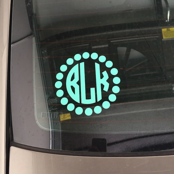 Large Dot Circle Monogram Car Monogram Decal Car Decal for Woman ...