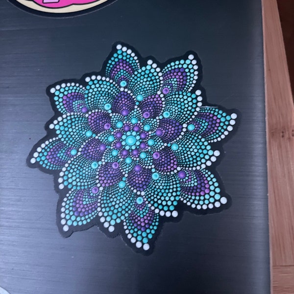 Mandala Vinyl Sticker, Dot Mandala Sticker, Waterproof Vinyl Sticker ...