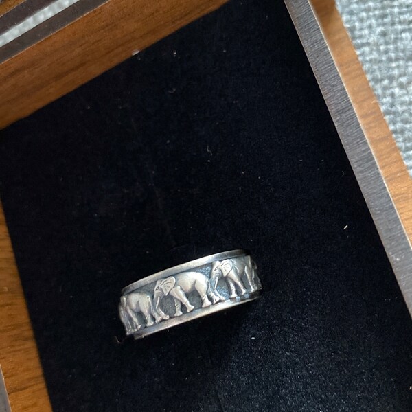 Elephants Handmade Sterling Silver Men Band Ring, Elegant Elephants ...