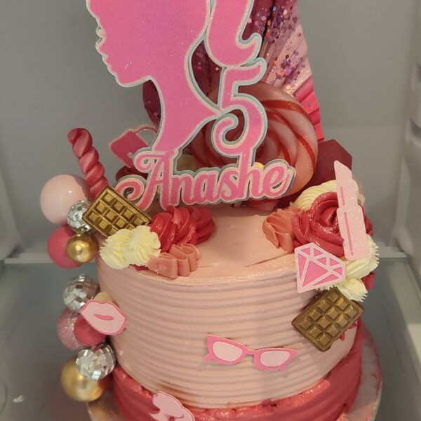 Personalised PRINTABLE Doll Head Cake Topper , Digital Barbie Cake ...