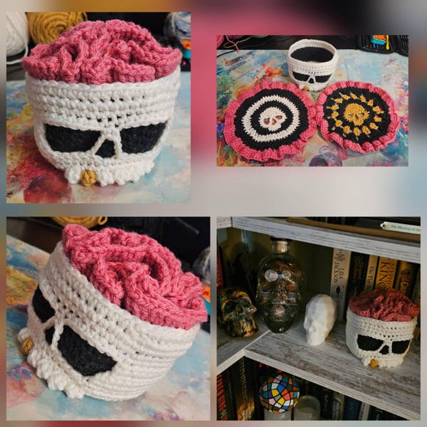 Brainy Skull Coaster Set CROCHET PATTERN / Skull Coaster PDF English ...