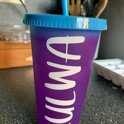 Personalized Bright Color Changing 24oz Cold Cups, Fun Cups for Gifts ...