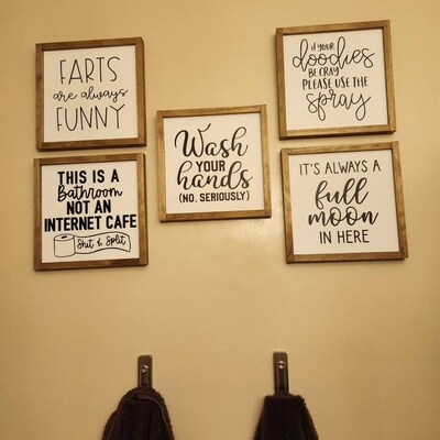 Wash Your Hands Brush Your Teeth Signs / Set of 2 / Signs for Bathroom ...