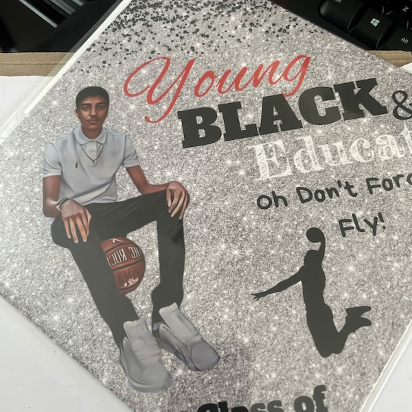 Graduation Cap Topper Label/ Young Black & Educated - Etsy