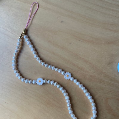 Plain Real Pearl Phone Strap Pearl Beaded Phone Strap, Pearl Phone ...