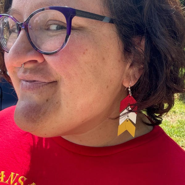 KC Chiefs Earrings, Leather KC Football Earrings, Kansas City Football ...