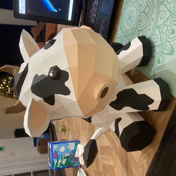 Sitting Cow/ Diy Craft/ Template PDF STUDIO SVG/ Low Poly/ Papercraft ...