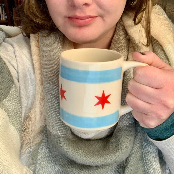 STACKABLE Single Fantastic 13oz Coffee Mug/tea Mug With a Chicago Flag ...